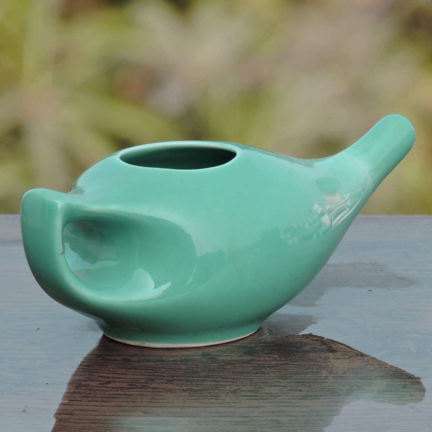 Porcelain Ceramic Neti Pot for Nasal Cleansing in Turquoise Color ...