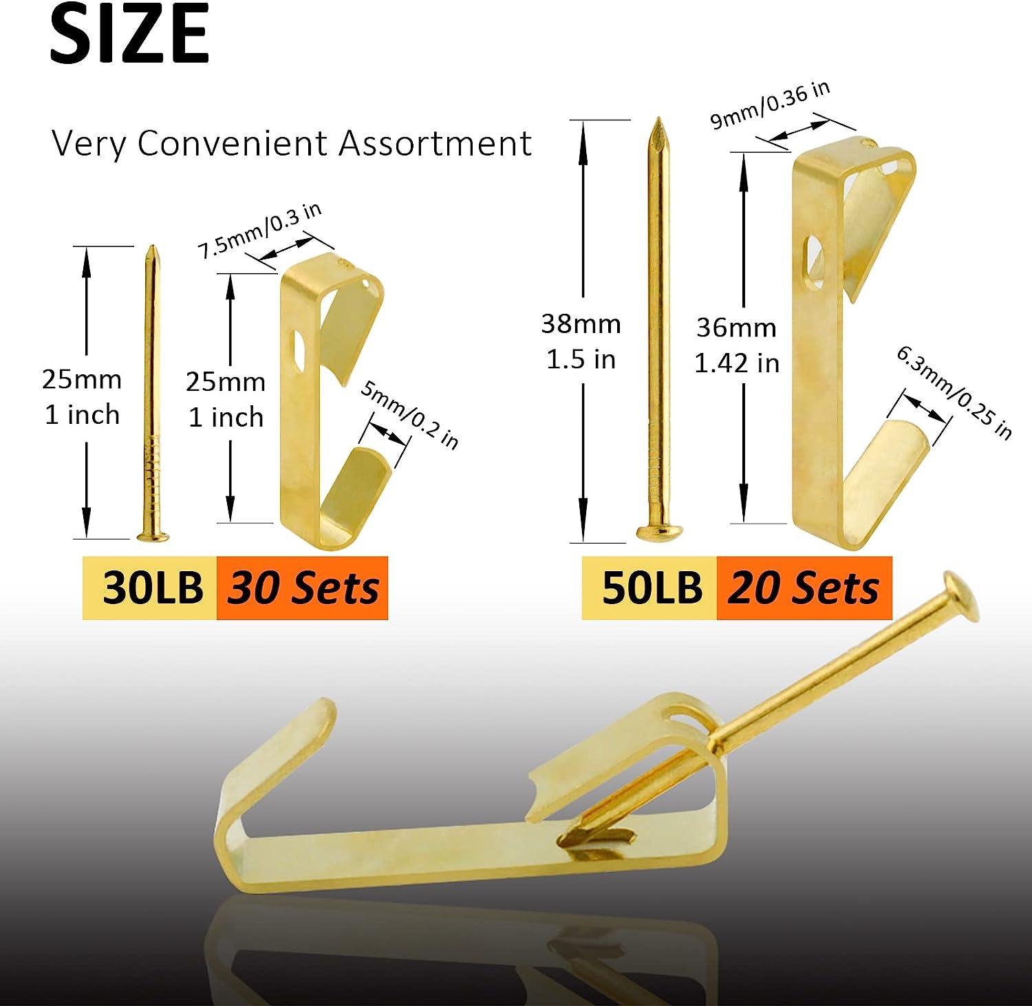 Picture Hooks 100 Pieces Picture Hanging Kits Including 30lb and 50lb ...