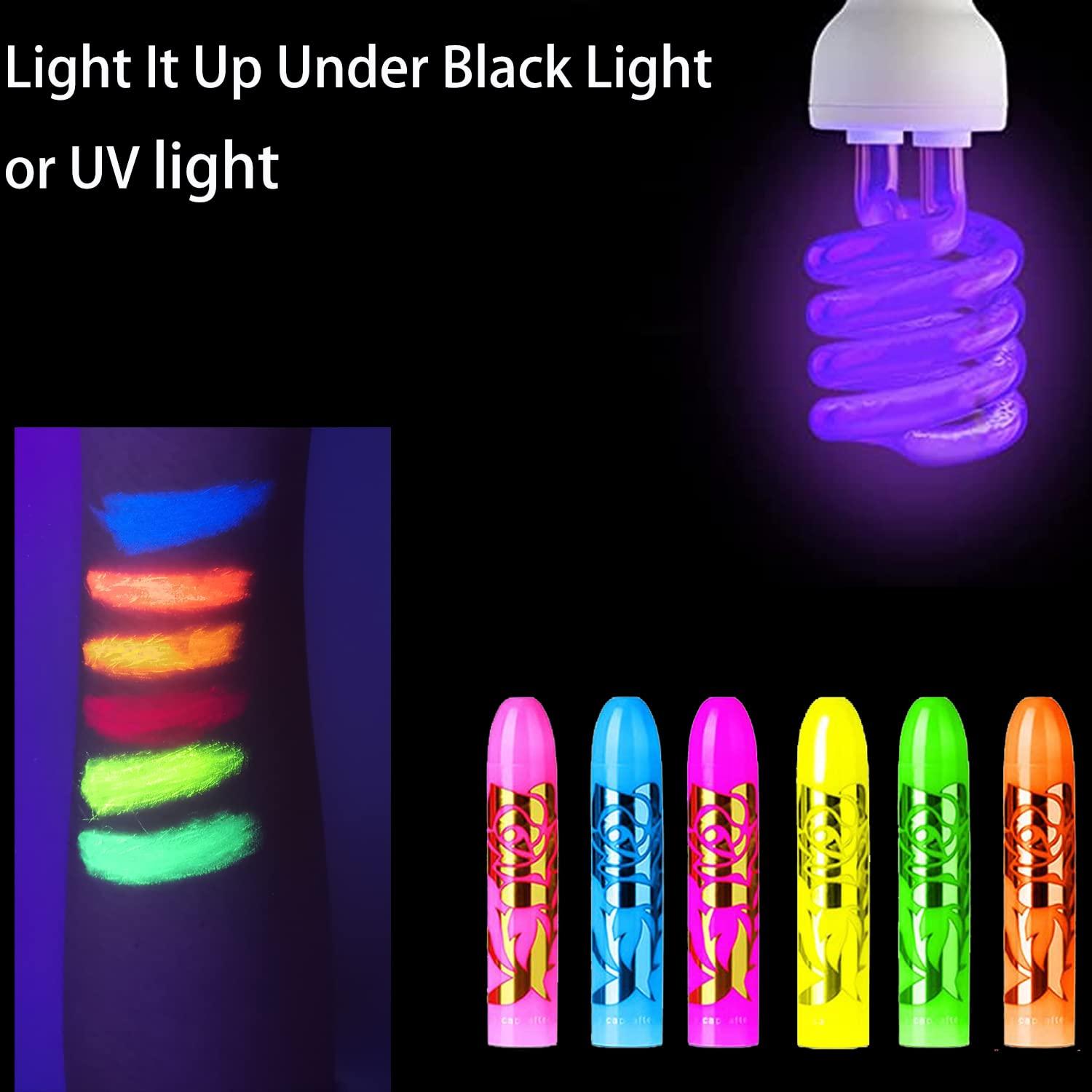Glow in The Dark UV Face & Body Paint - Neon Fluorescent Crayons for ...