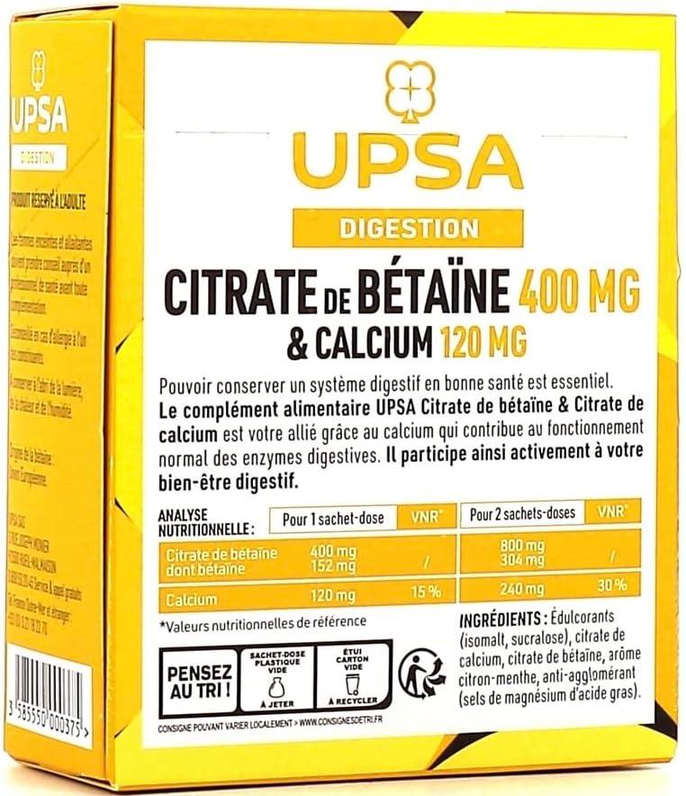 UPSA France Betaine & Calcium Citrate Digestive Comfort - 10 Sachet ...