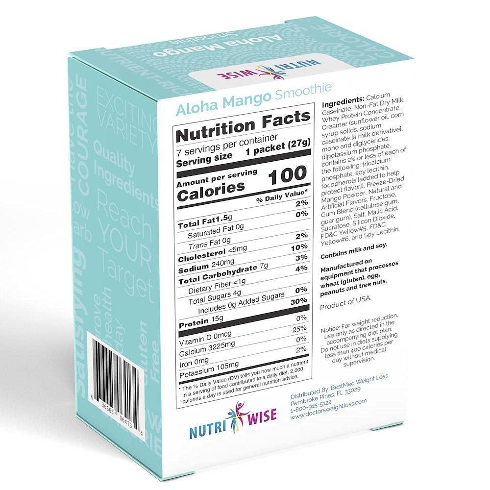 NutriWise Aloha Mango Diet Smoothie - 7/Box | High Protein, Gluten Free ...