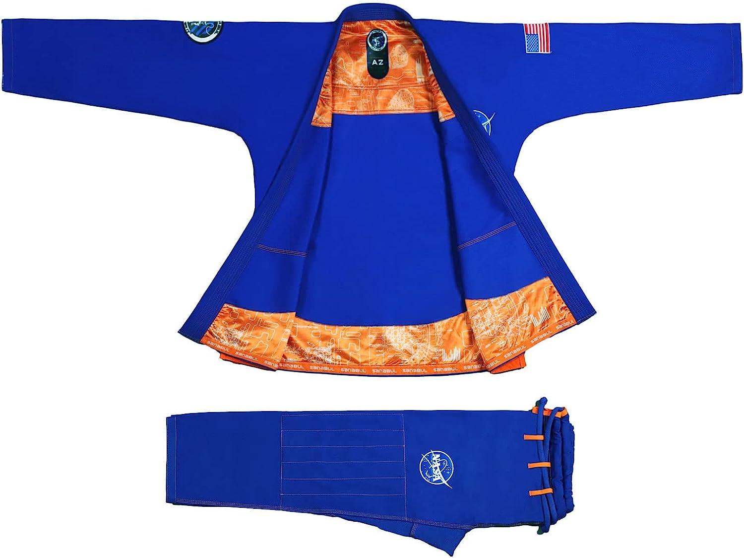 Sanabul NASA BJJ Jiu Jitsu Gi Blue/Orange A3 - Special Sizing Guide ...