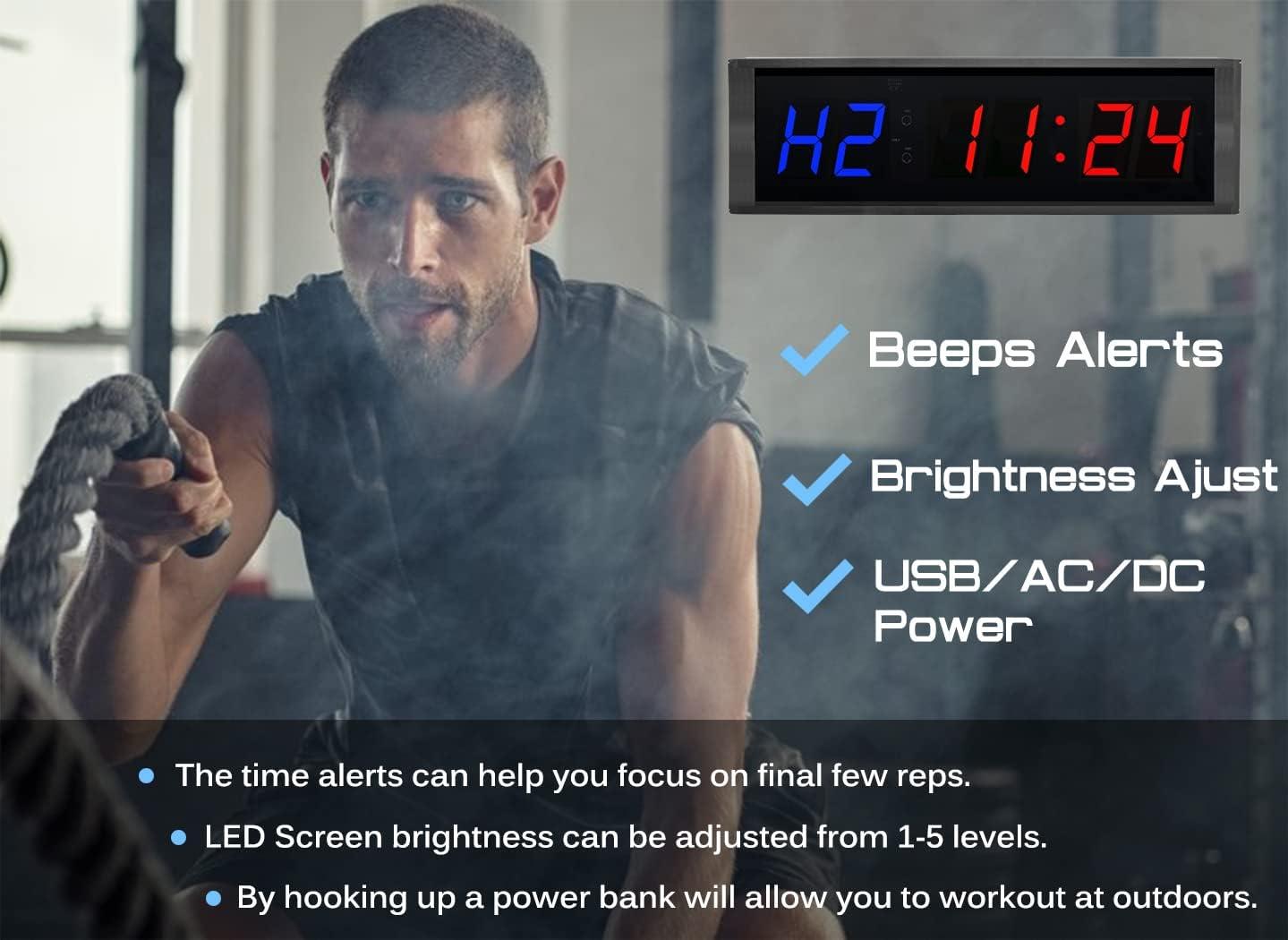 Naoeleii Gym Timer Clock with Remote - Large LED Workout Timer for Home ...