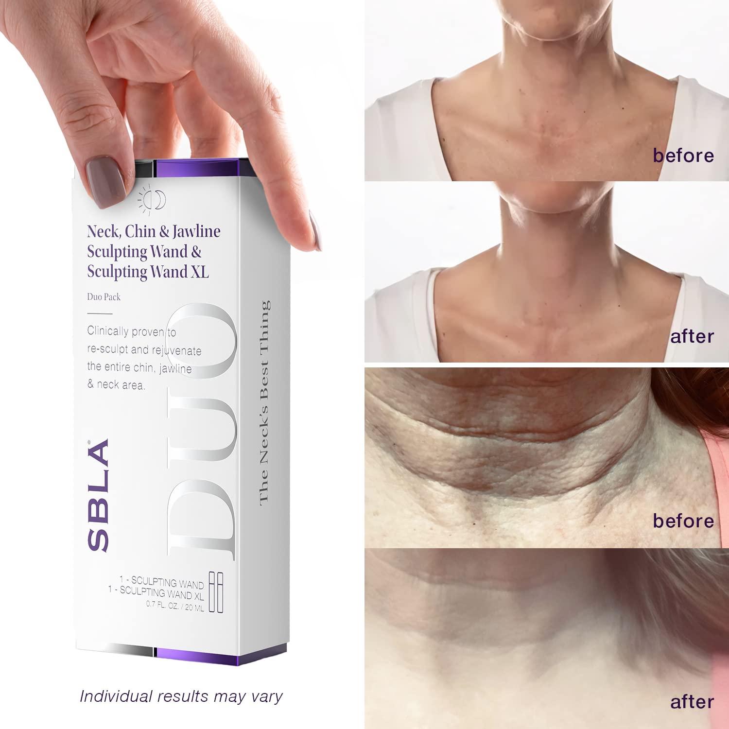 SBLA Beauty Neck Chin & Jawline Sculpting Wand Combo - Advanced Anti-Aging Serum for Firming ...