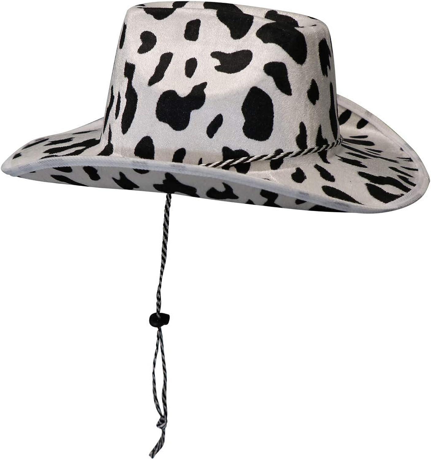 PrideAhead Cow Print Cowboy Hat - Unisex Black & White Western Hat ...