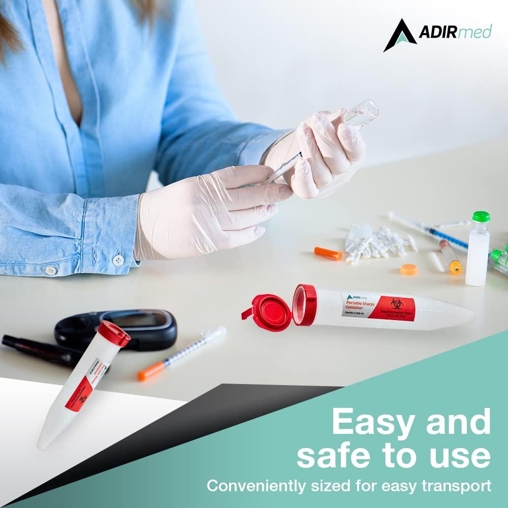 AdirMed Sharps Shuttle Container with Locking Mechanism - 6 Pack, Safe ...