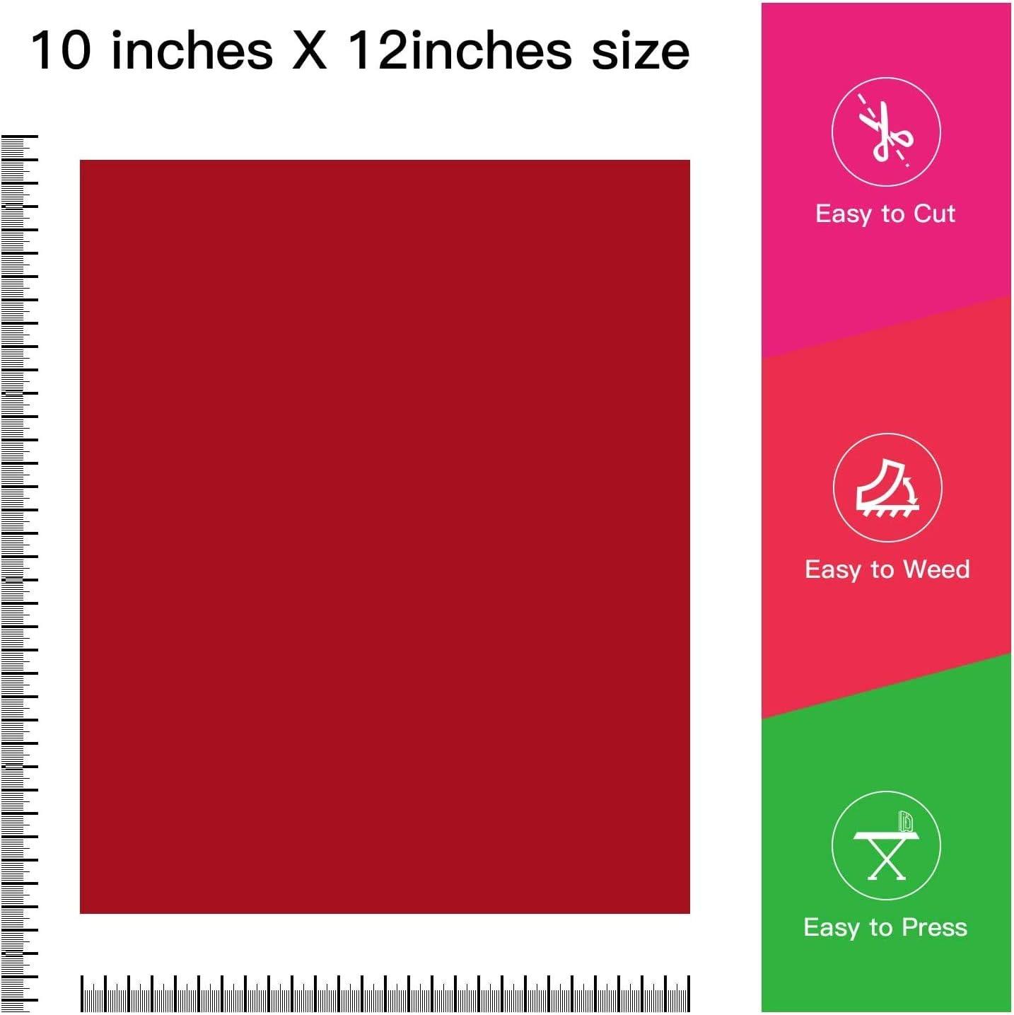 JANDJPACKAGING Heat Transfer Vinyl HTV Bundle 10x12 - 25 Pack Assorted ...