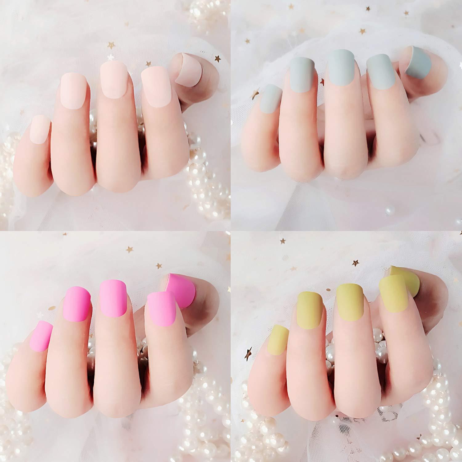 480 Pieces 20 Colors Short Square Matte False Nails | Full Cover Fake ...