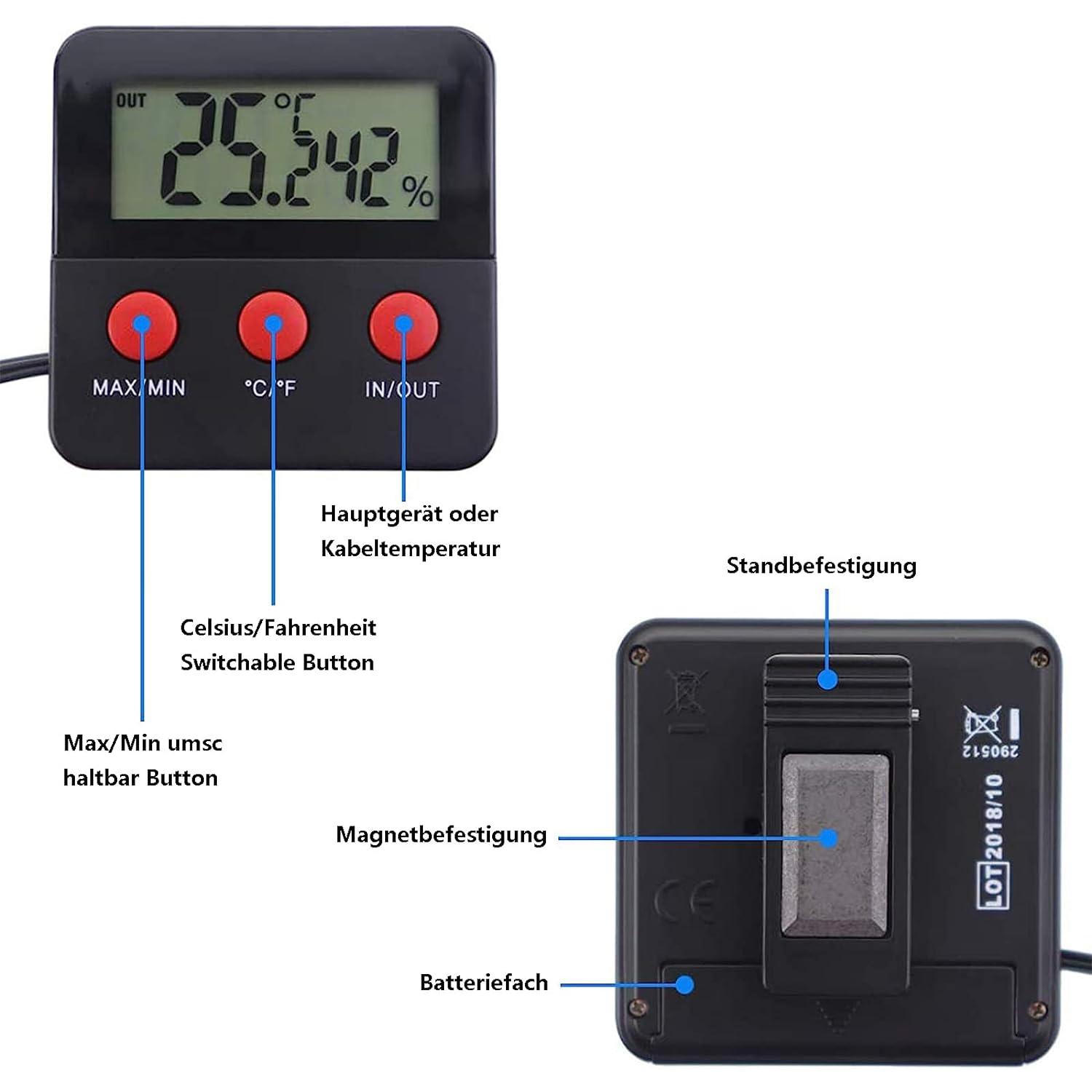 GERUI battery operated temperature/humidity meter for terrariums ...