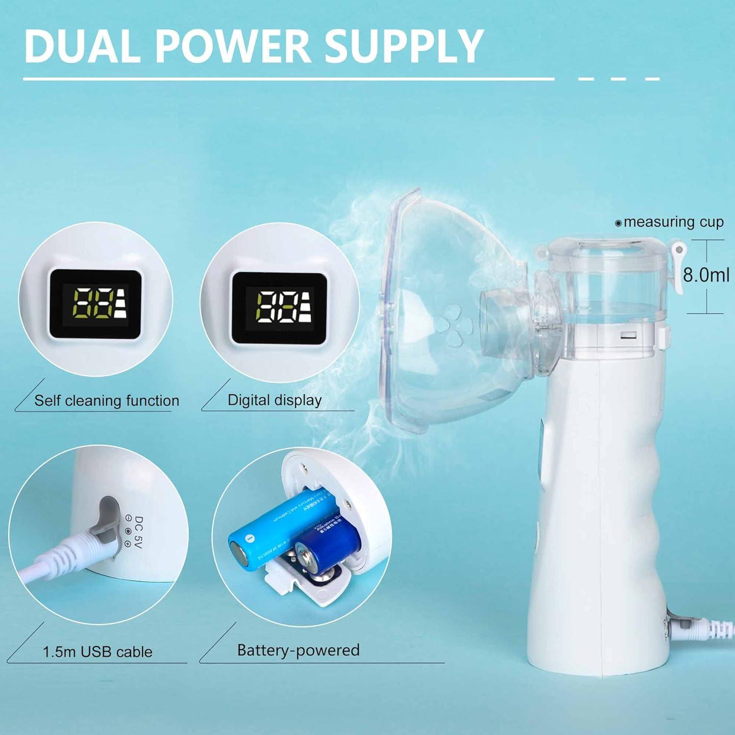 Portable Mesh Nebulizer for Kids & Adults with Electricity Display ...