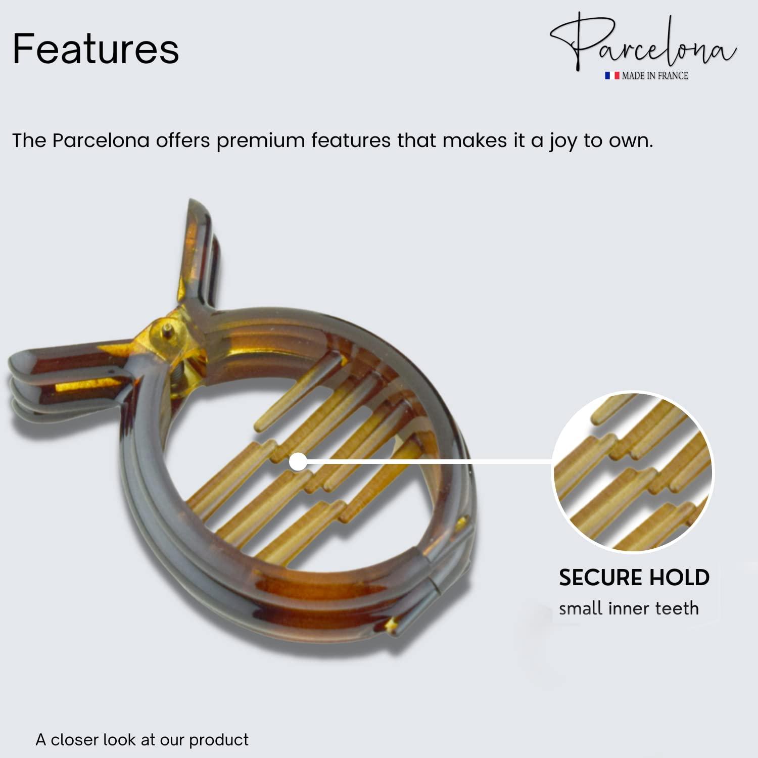 Parcelona French Round Inner Teeth 2 Inch Hair Clips Set - Tortoise ...