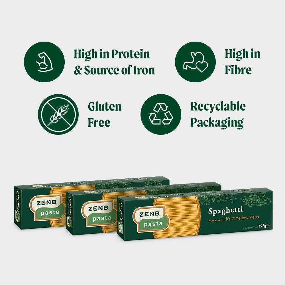 ZENB Gluten Free Spaghetti - High Protein Coeliac and Vegan Friendly Pasta 100% Yellow Pea Pasta ...