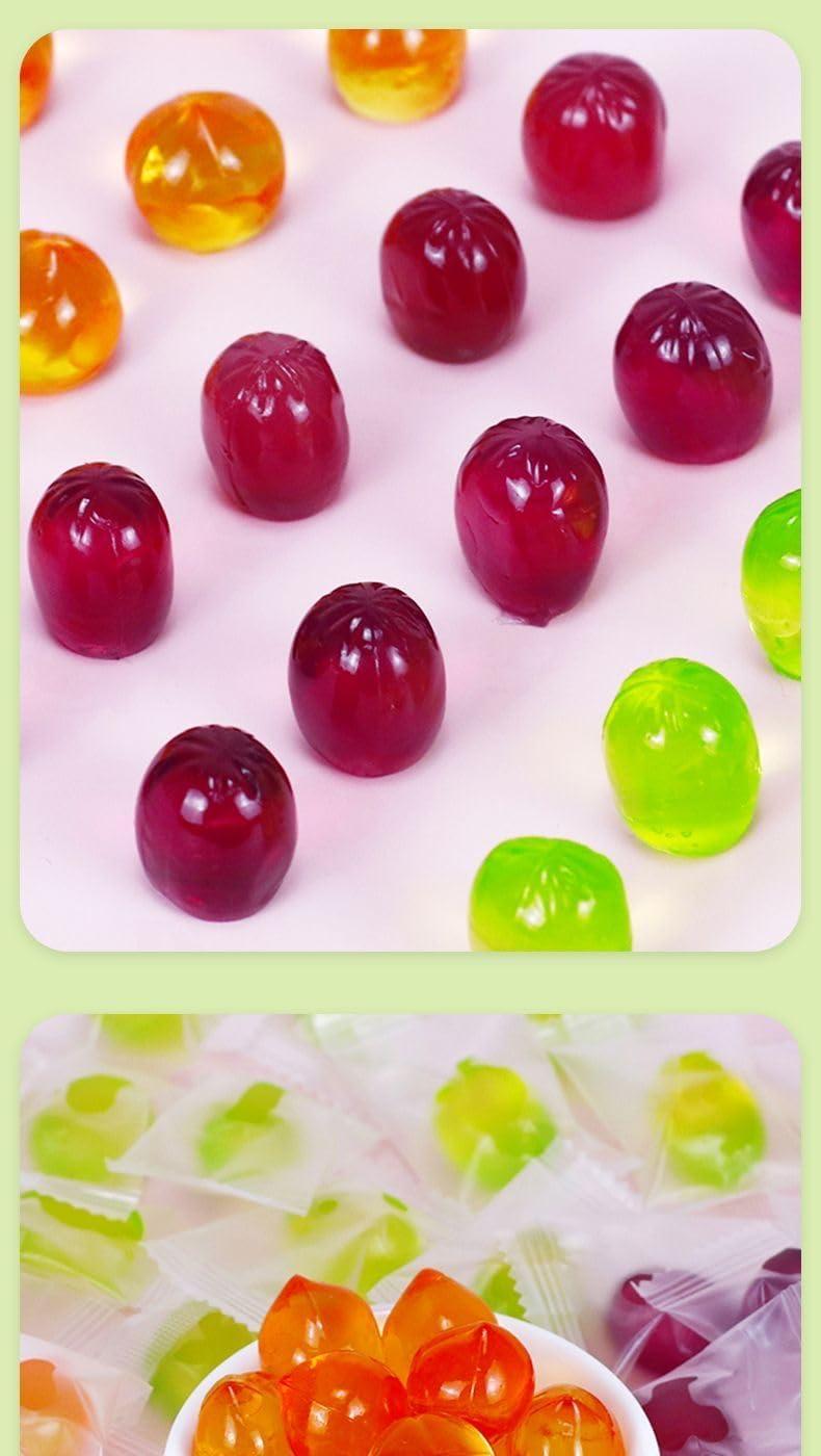 White peach peeling gummies Grape fruit soft candy Children's fudge ...