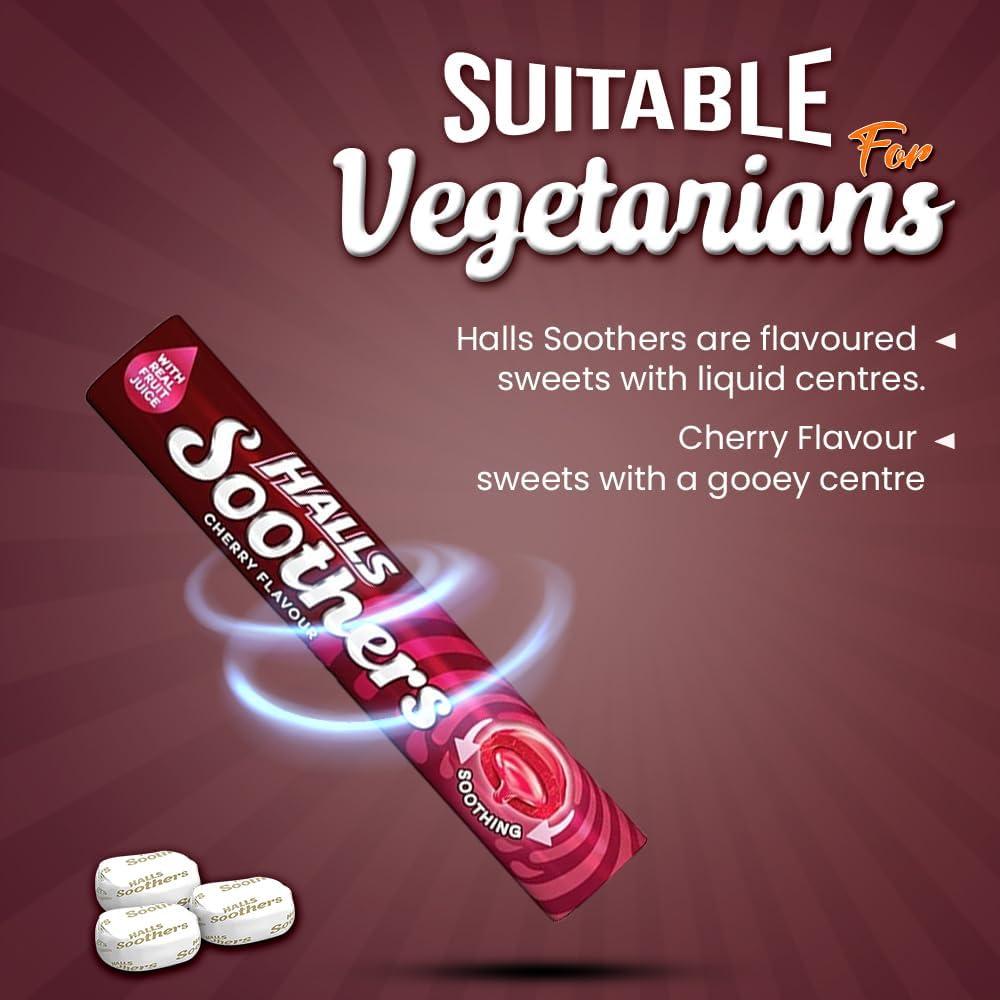 Halls Soothers 4 Cherry Flavour with Real Fruit Juice - Liquid Centre ...