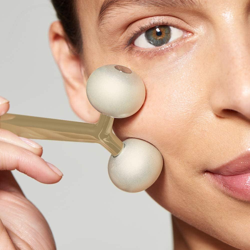 Gold Facial Cooling Roller Massager for Jawline Contouring, Lymphatic ...