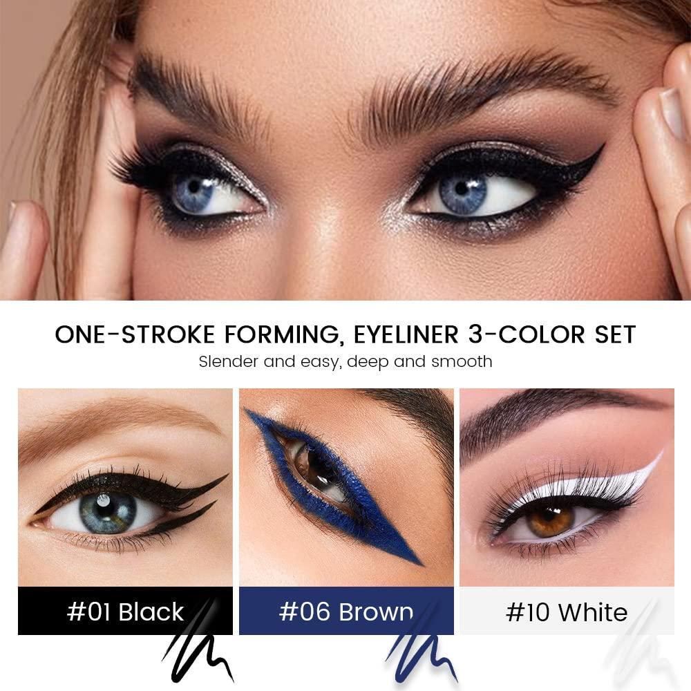 3Pcs Liquid Wing Eyeliner Stamp Set - Black, Royal Blue, White ...