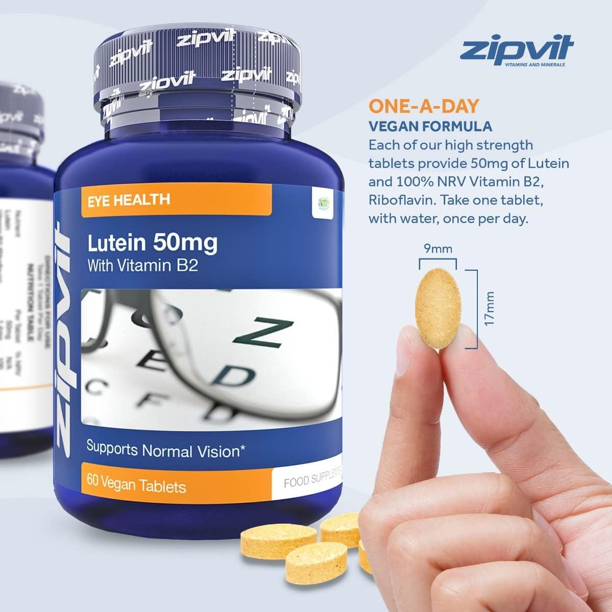 Lutein 50mg Eye Supplement with Vitamin B2 - 60 Vegan Tablets | High ...
