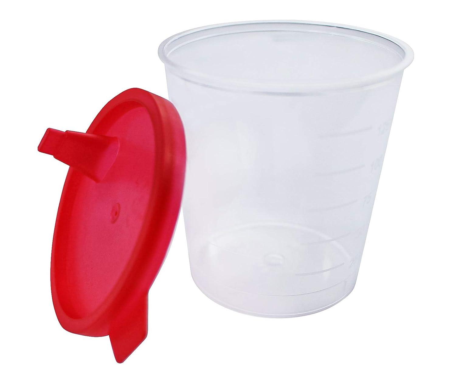 Medi-Inn 125 ml Urine Sample Cups with Red Snap-On Lid - Pack of 500 ...
