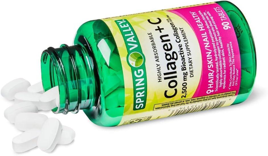 Spring Valley Collagen + Vit C 90 ct - High Absorption Formula | Pack ...