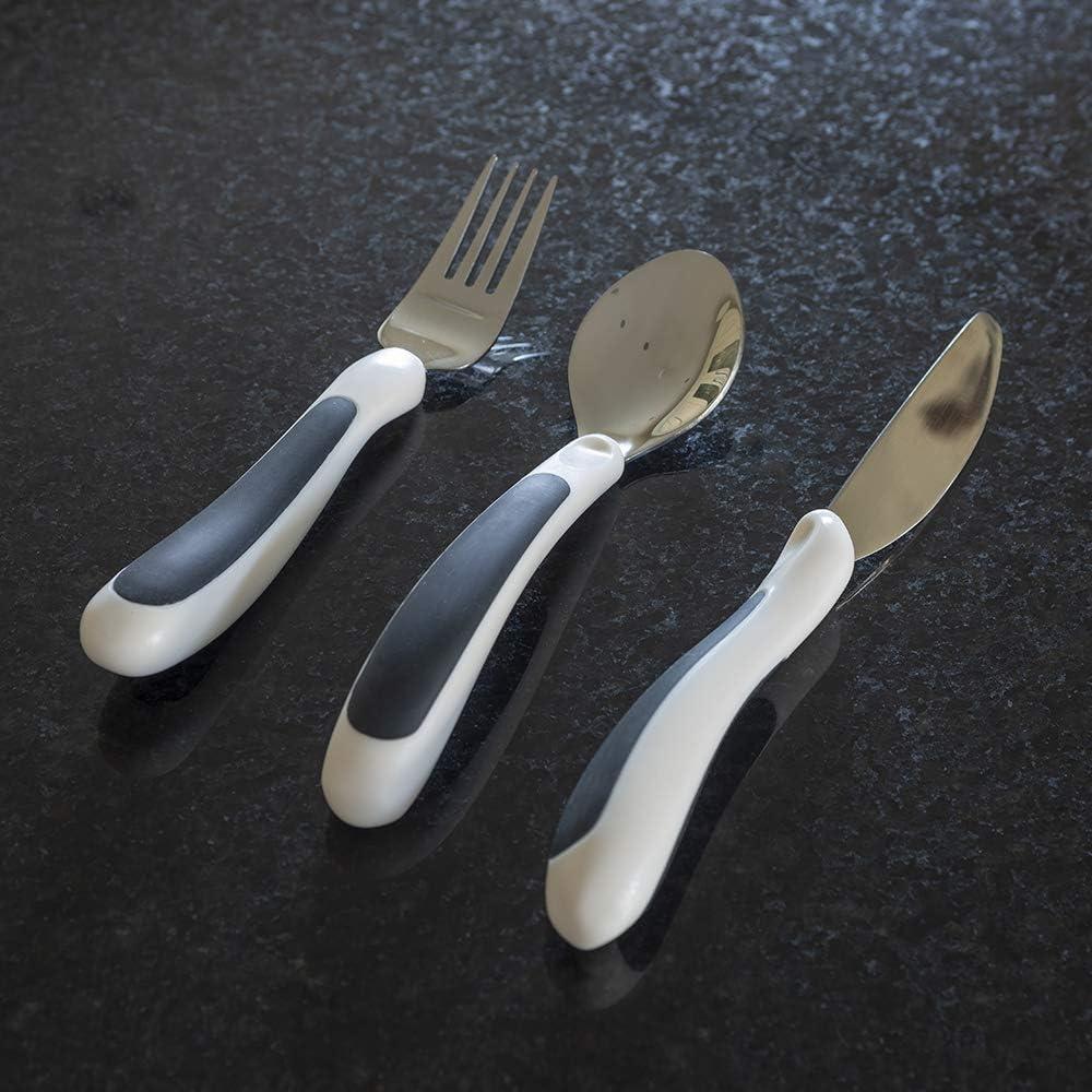 NRS Healthcare Kura Care Adult Cutlery Set - Easy Grip, Black & White ...