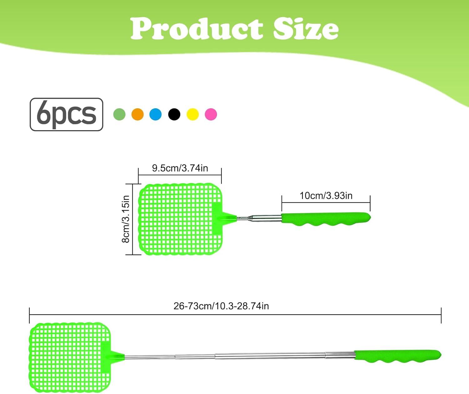 SCBOY 6-Piece Colorful Extendable Fly Swatter Set - Effective Plastic ...