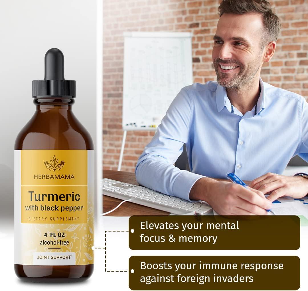 Organic Turmeric Curcumin Liquid Drops with Black Pepper - 4 fl oz ...