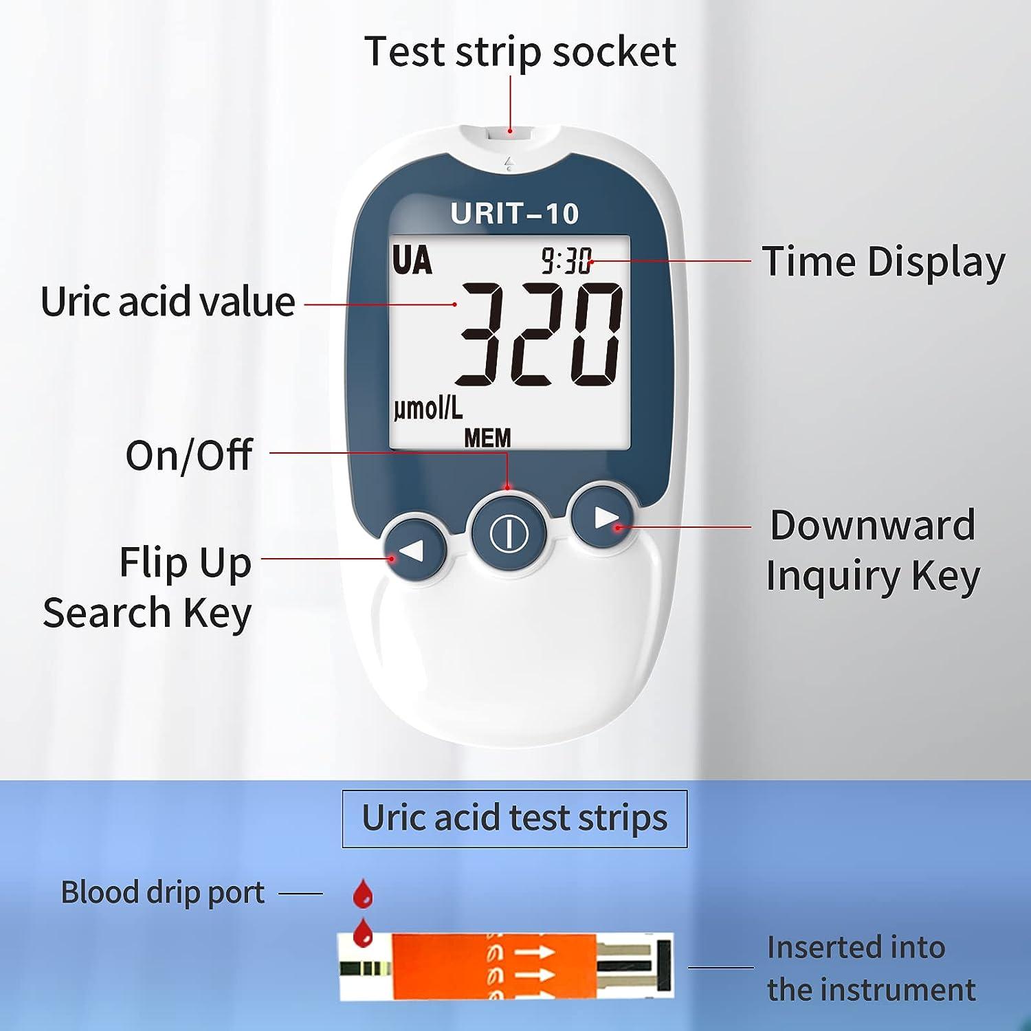 URIT Uric Acid Test Kit - 25 Test Strips with Lancing Device | Home Use ...