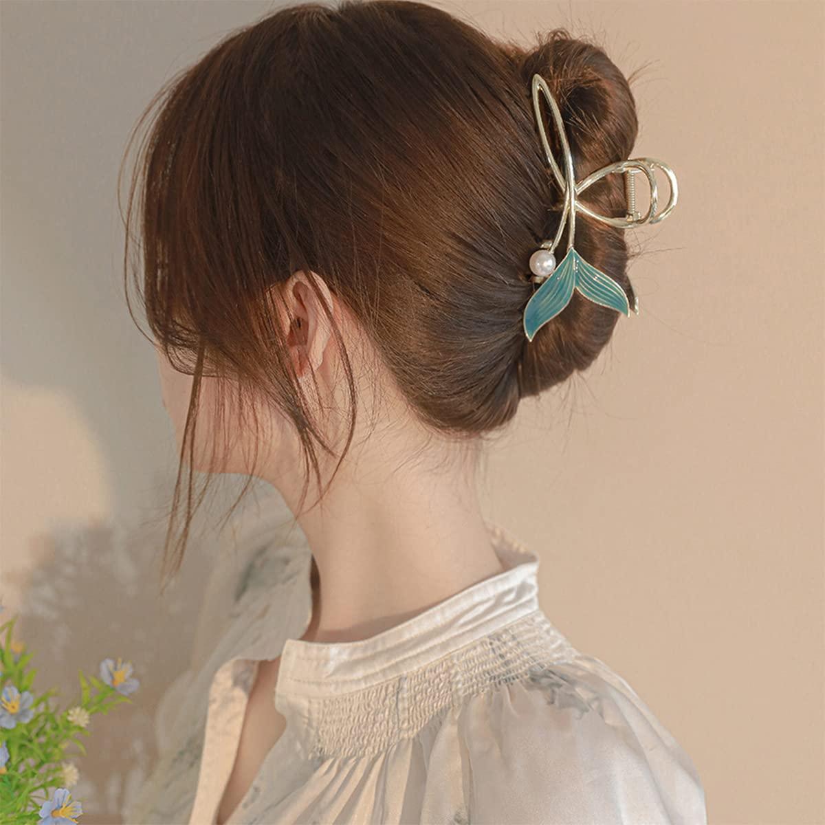 Blue Fish Tail Hair Clip with Pearl | Mermaid Hair Claw for Women ...