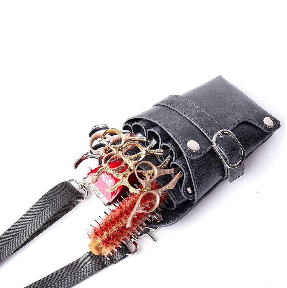 PU Leather Scissors Pouch - Grey | Hair Stylist Tools Bag for Salon & Barber | Waist/Shoulder ...