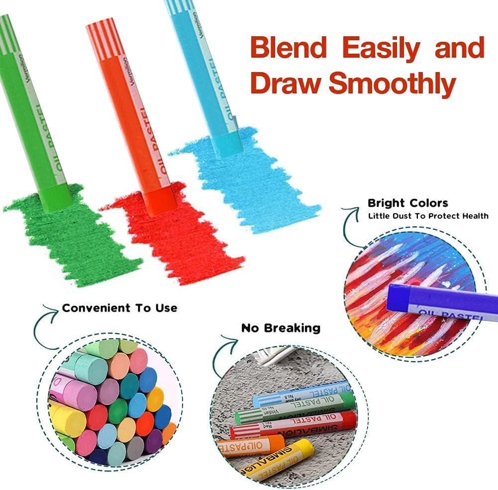 Oil Pastels Set - 36 Assorted Colors Non Toxic Professional Round ...