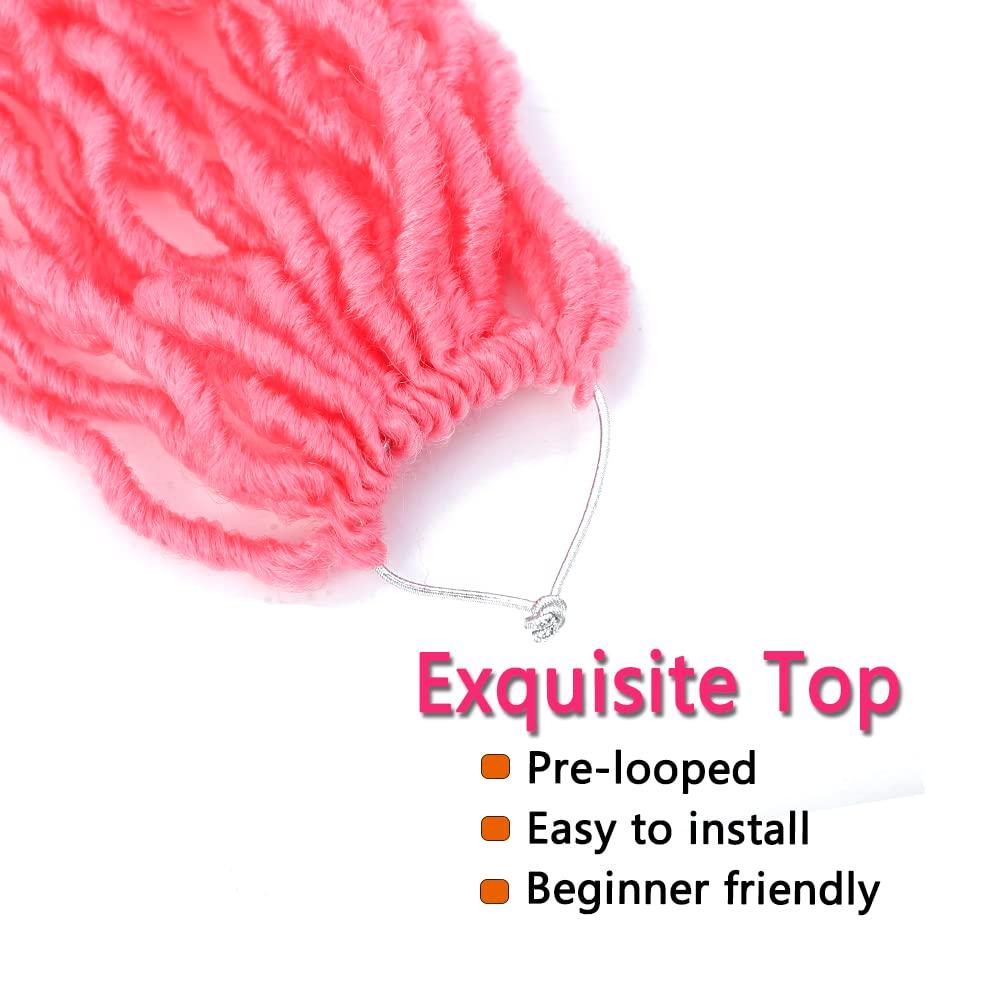 18 Inch Pink Soft Locs Crochet Hair 6 Packs - Butterfly Faux Locs Pre ...