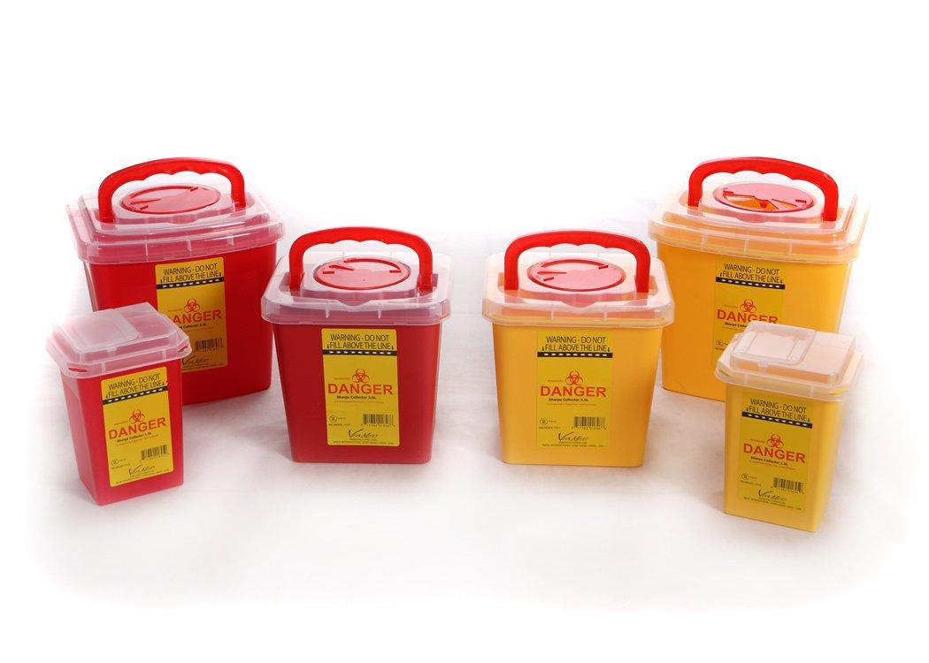 7.0 Litre Red-Yellow Sharps Container - Safe Disposal for Medical Waste ...