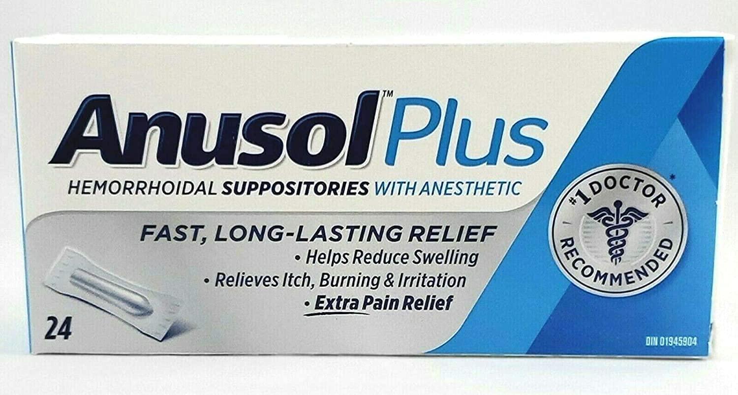 Anusol Plus Hemorrhoidal Suppositories (24 Count) - Fast Relief for Hemorrhoids | Buy Now with ...