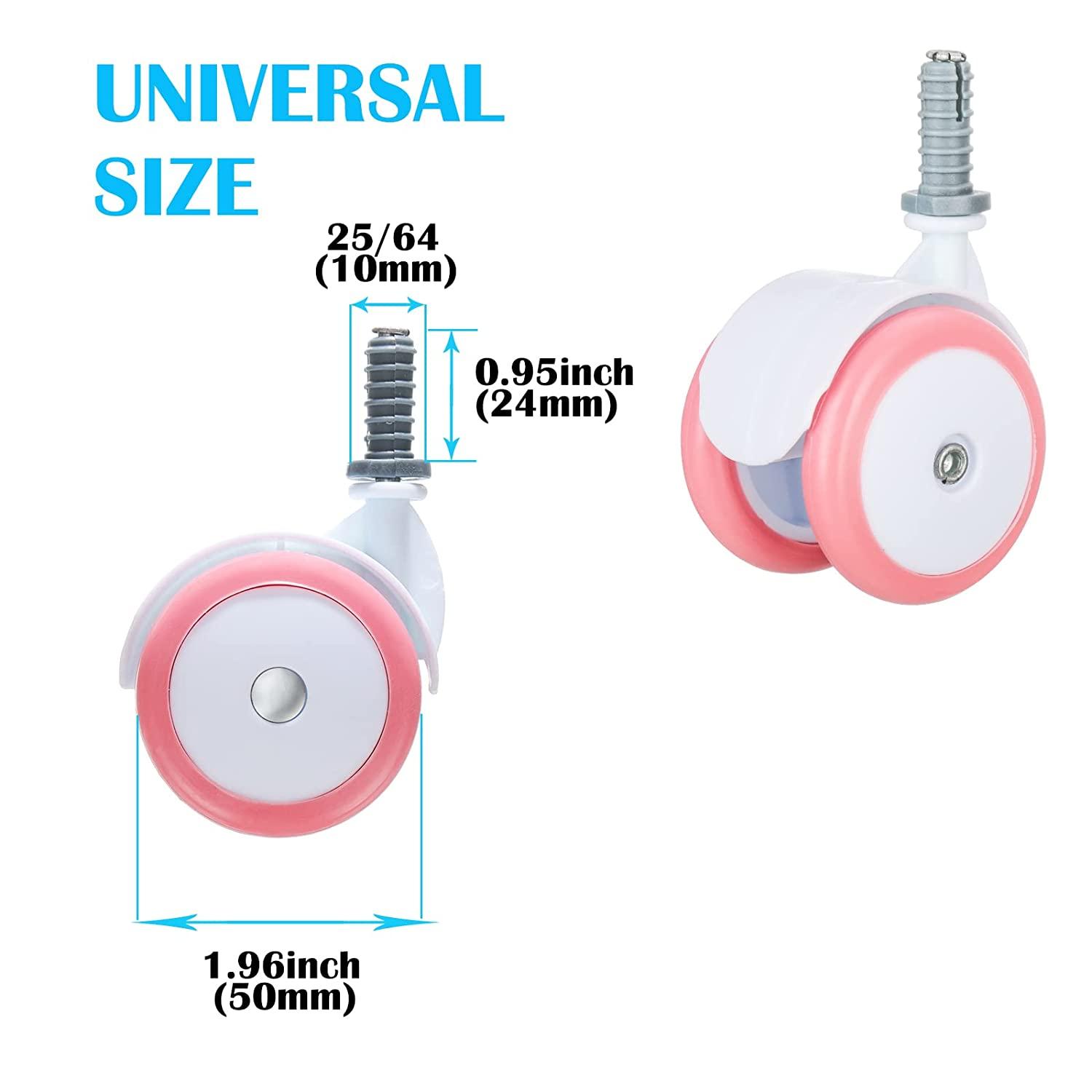 Set of 4 BAYWYI Baby Walker Wheels Replacement - Universal Rubber Pink ...