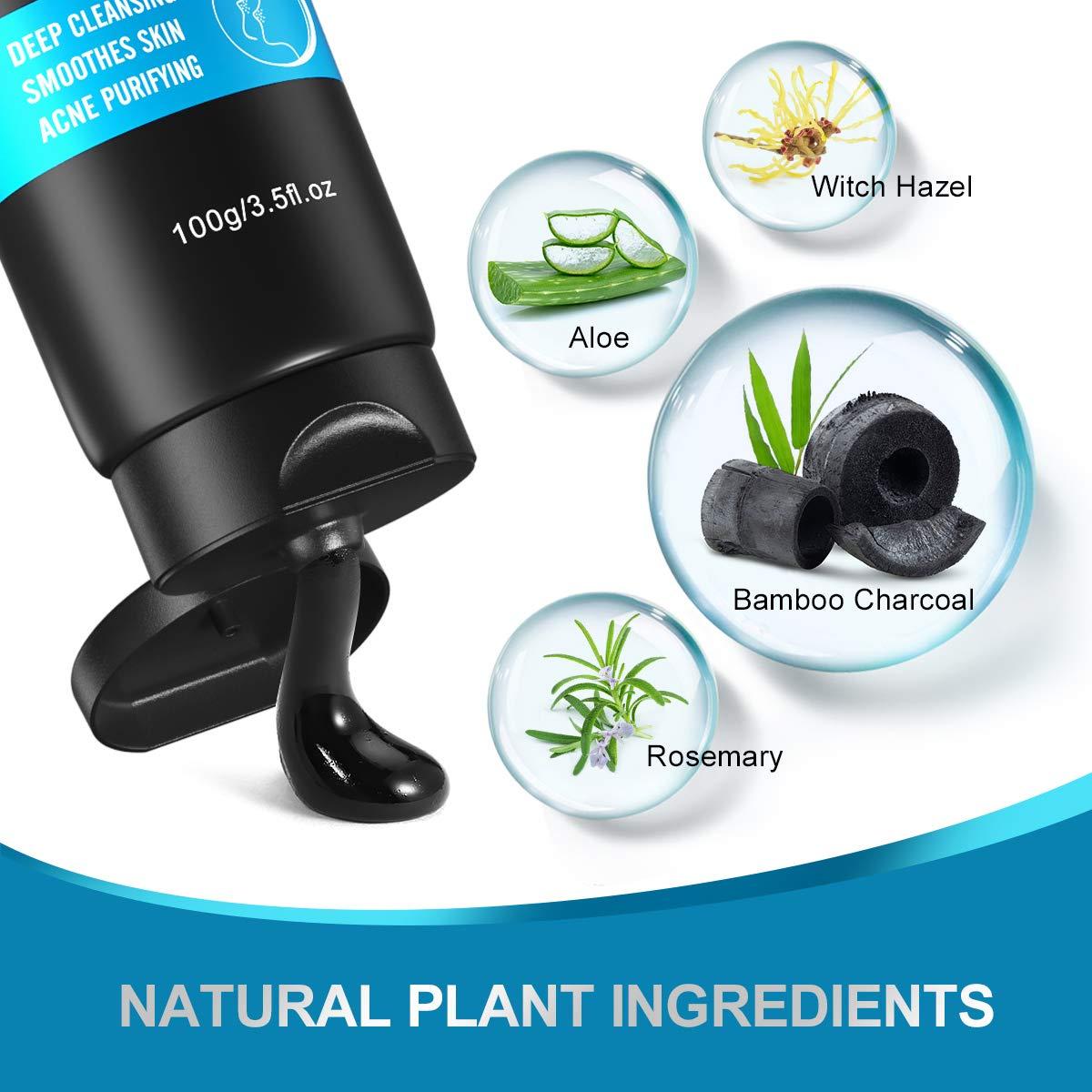 Blackhead Removal Mask 3.5oz with Bamboo Charcoal & Extractor Tools Kit ...