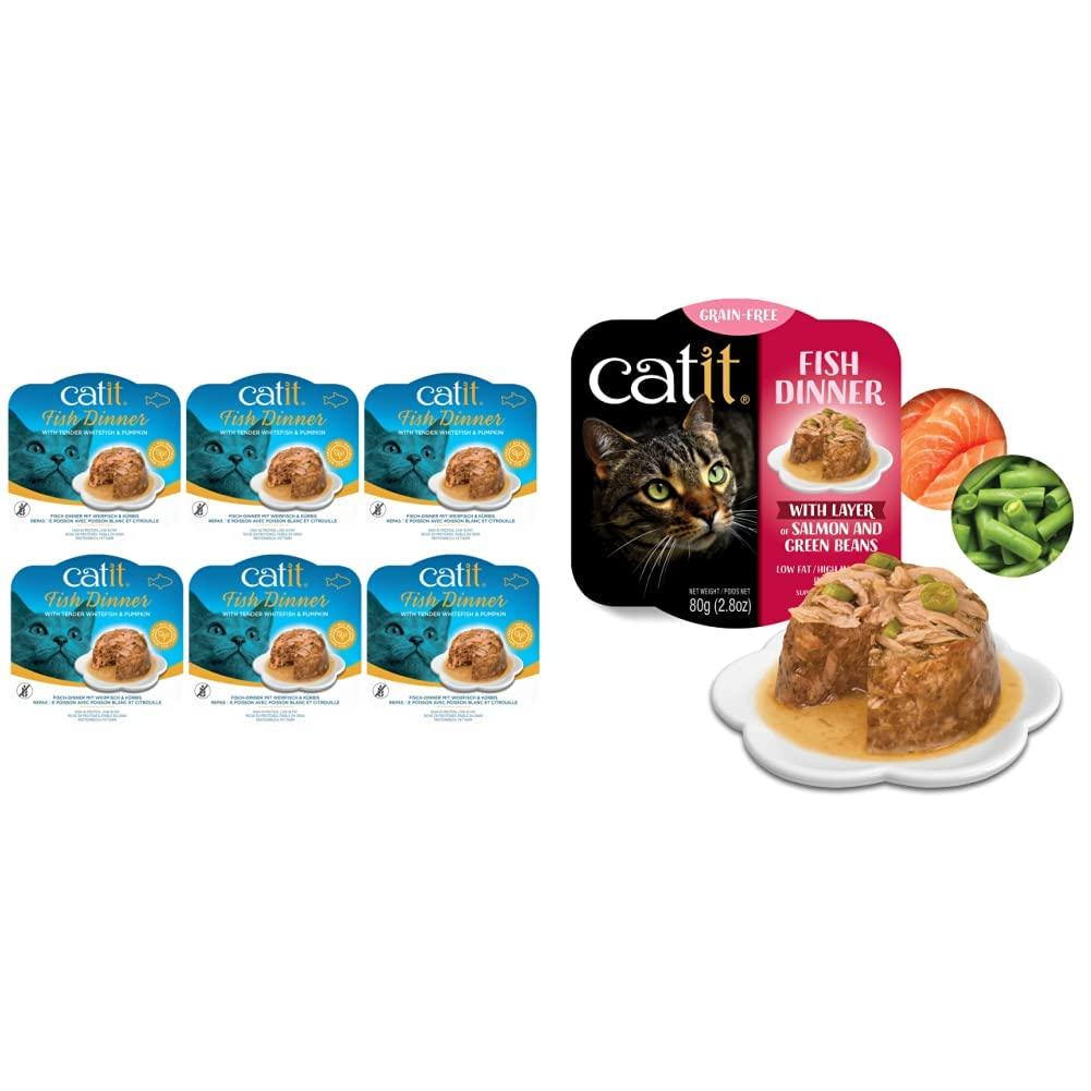 Cait Fish Dinner Wet Cat Food (Pack of 6) + Catit Fish Dinner with ...