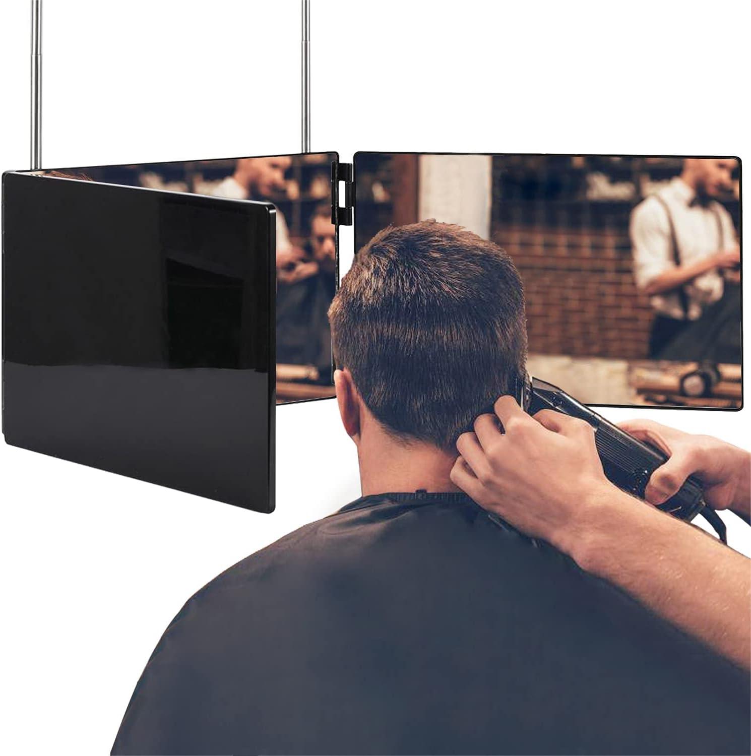 3-Way Barber Mirror for Self Haircut, Men's DIY Cutting, Shaving ...