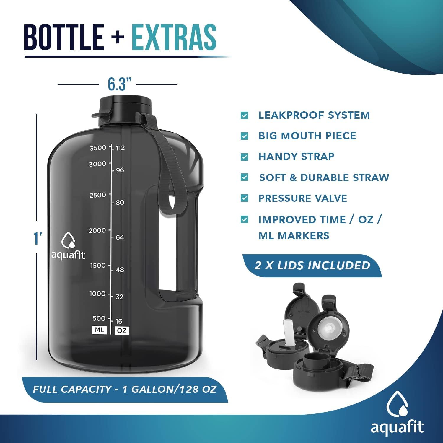 AQUAFIT 1 Gallon Gray Water Bottle with Times to Drink | 128 oz Sports ...