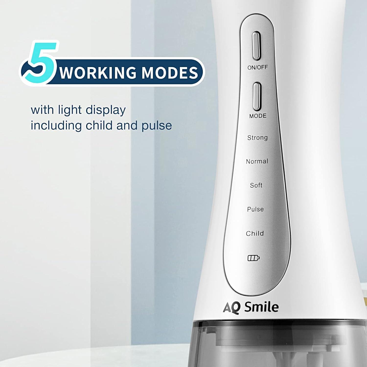 Wireless Tooth Cleaner & Water Flosser - 5 Modes 6 Nozzles USB-C ...