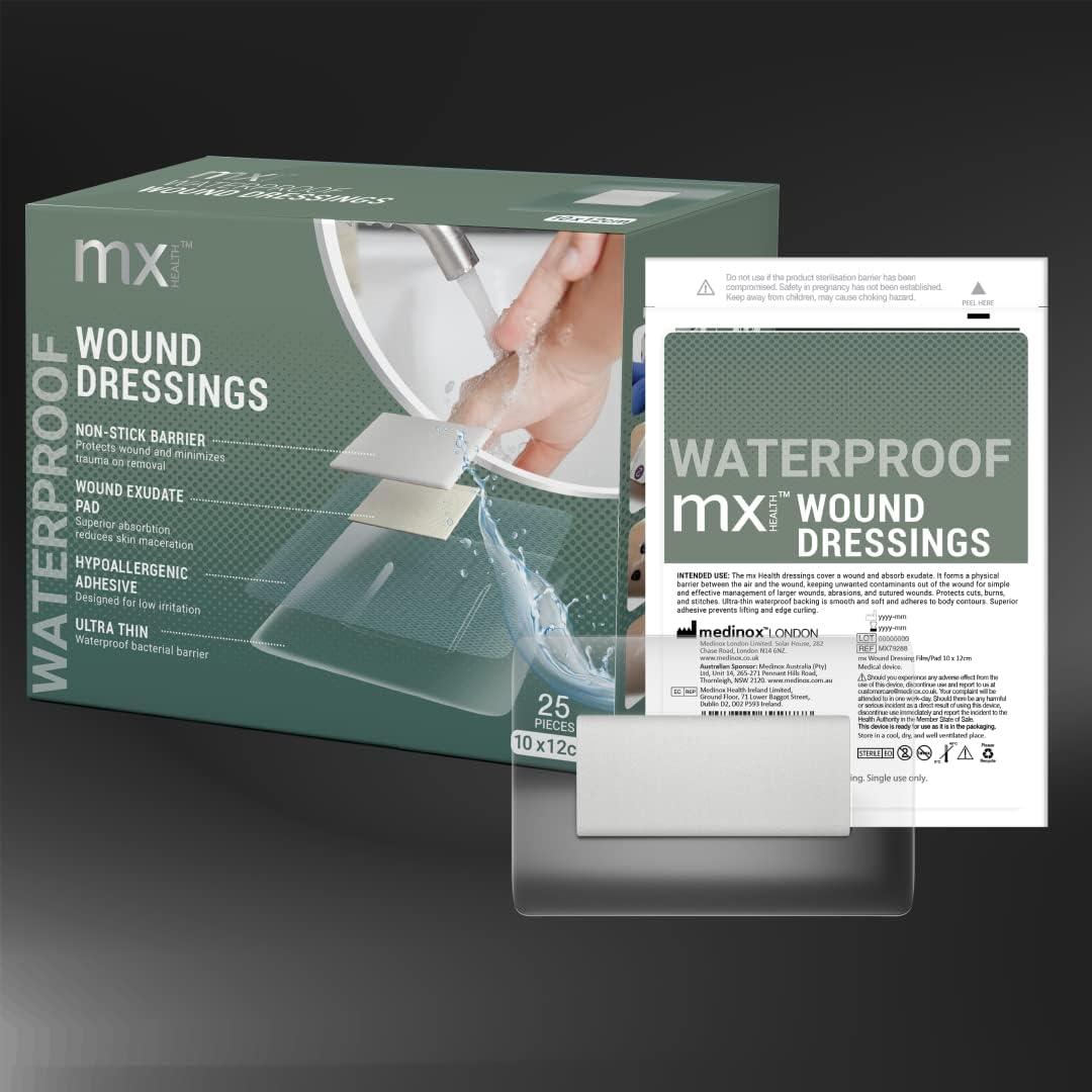 mx HEALTH Waterproof Wound Dressing Film+PAD - 10x12cm - 25 ...