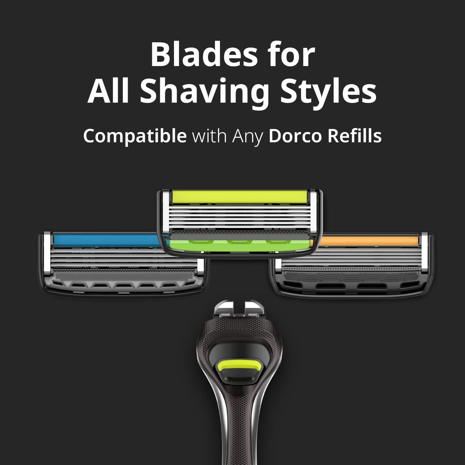 Dorco Pace 6 Pro - 6 Blade Razor System with Trimmer - 12 Pack Refill ...
