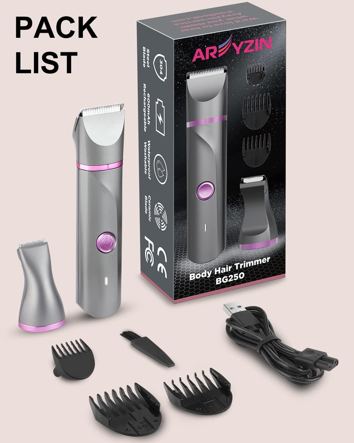 Electric Bikini Trimmer for Women - IPX7 Wet and Dry Use - Grey Purple ...