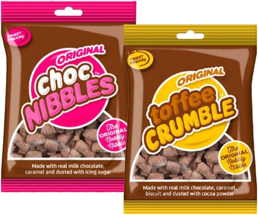 Toffee Crumble & Choc Nibbles Sweets Bag - 2 x Mixed Sweets Bag 150g ...