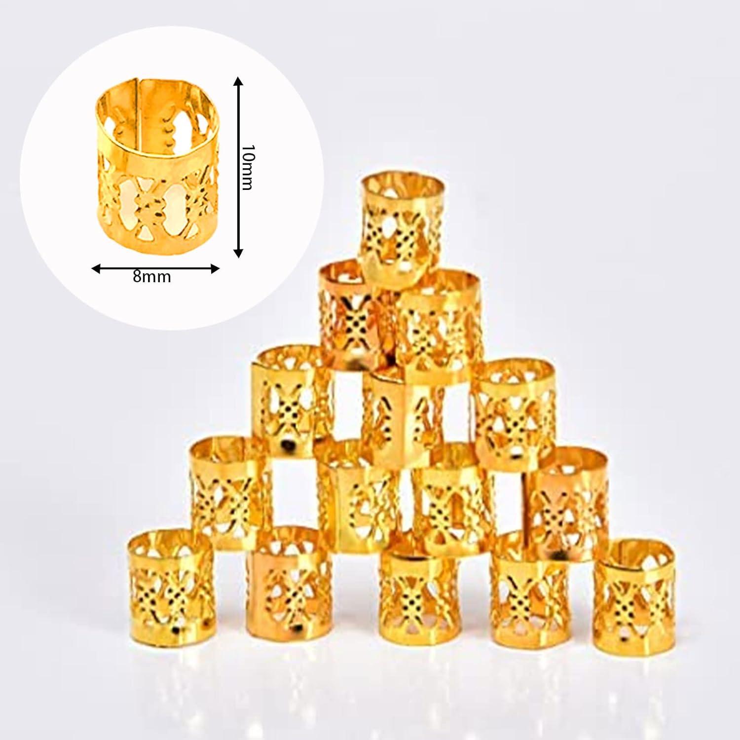 30pcs Gold Aluminum Hair Braid Rings Dreadlocks Cuffs Clips ...