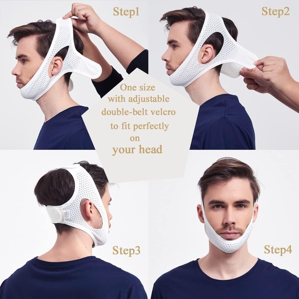 2 Pack Black & White Mesh CPAP Chin Strap Set | Adjustable Anti-Snoring ...
