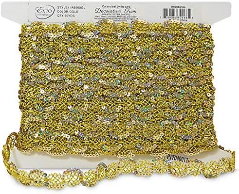 Lila Gold Sequin Loop Braid Trim - 20 Yards | Trim by the Yard | Buy ...