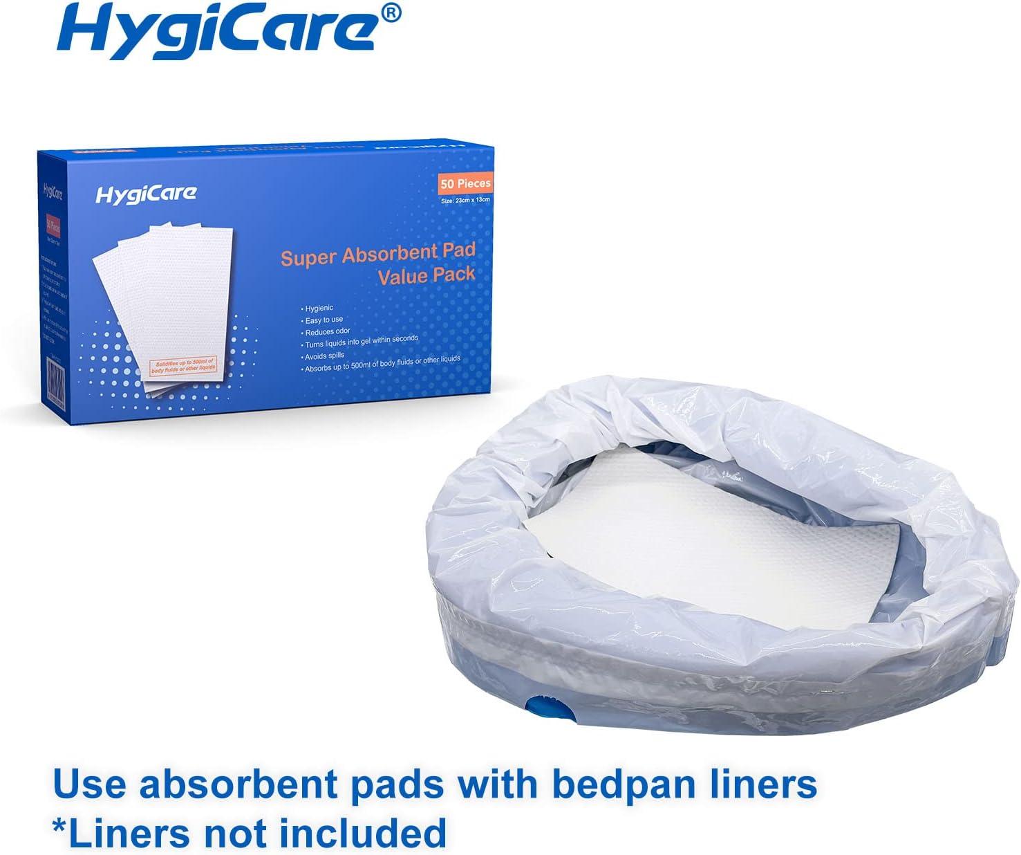 HygiCare Super Absorbent Pads - 50 Count - Medical Grade for Portable ...
