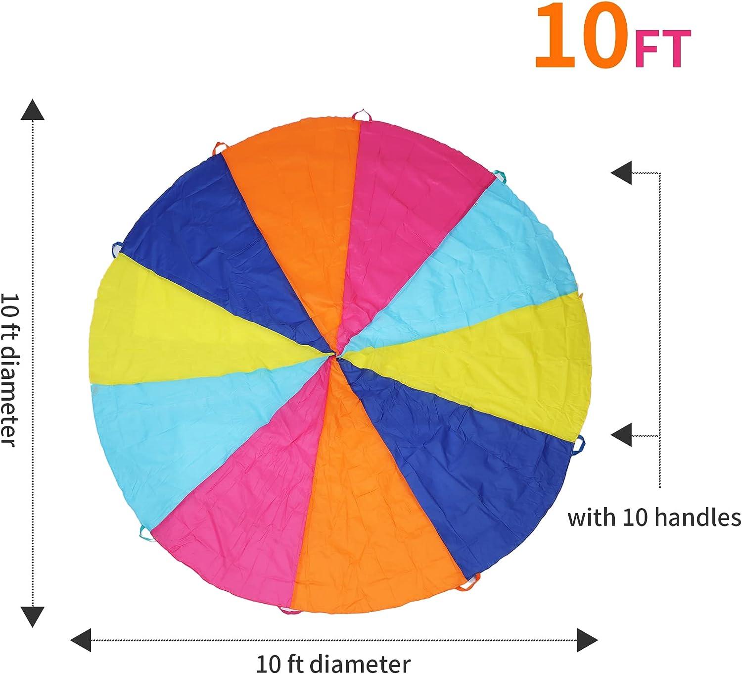 Nvatorfox 10FT Rainbow Play Parachute with Handles - Fun Outdoor Toy ...