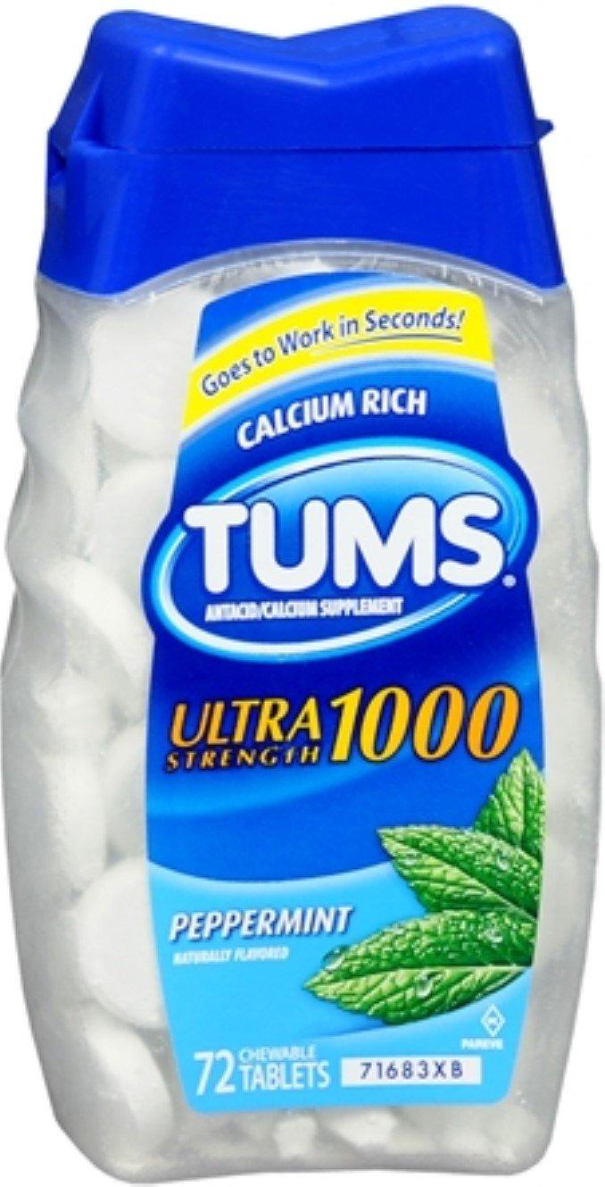 Tums Ultra Mint 72s & Regular Strength Peppermint Calcium Antacid ...