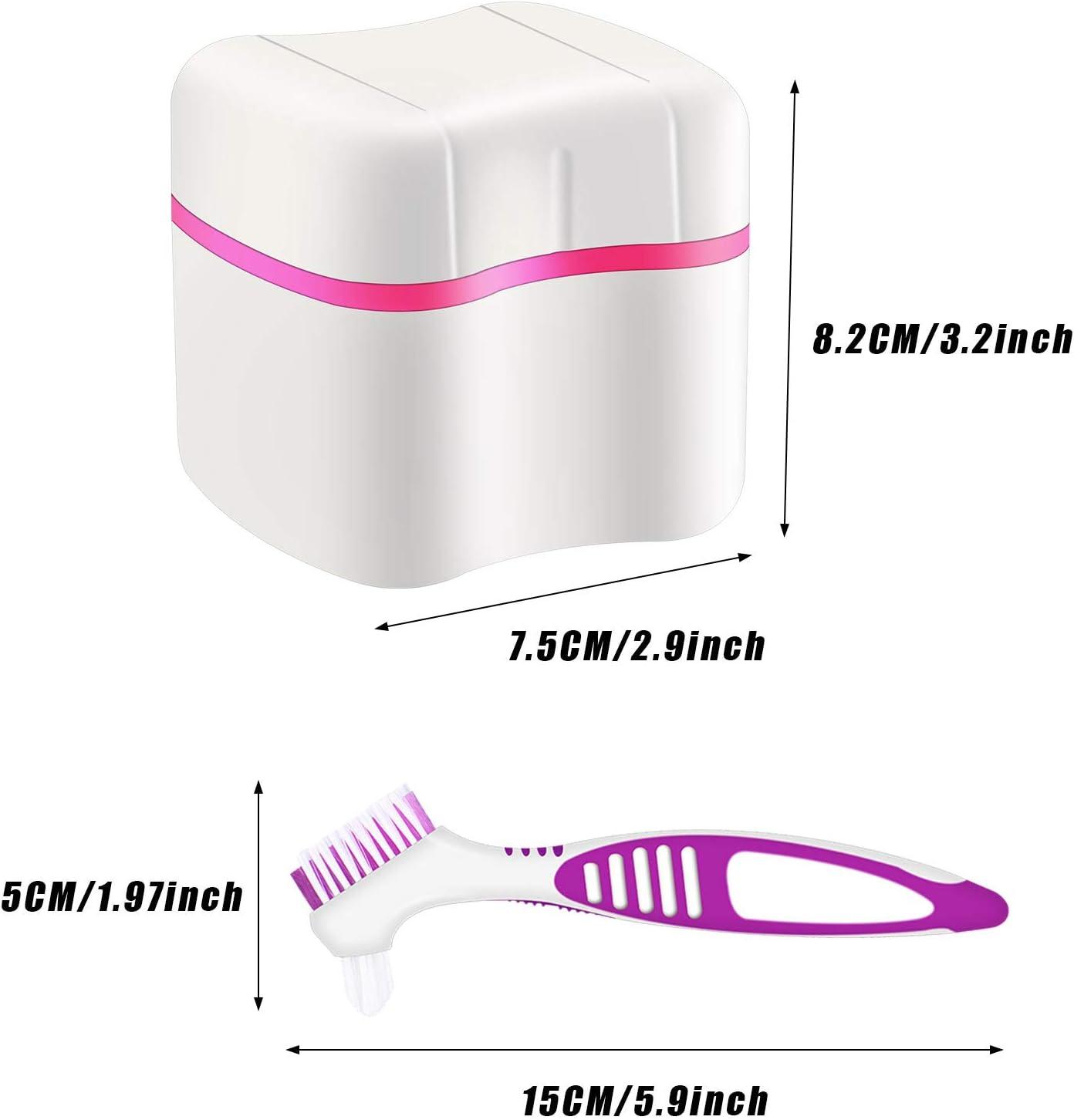 Denture Bath Case with Denture Cleaner Brush Denture Toothbrush Denture ...
